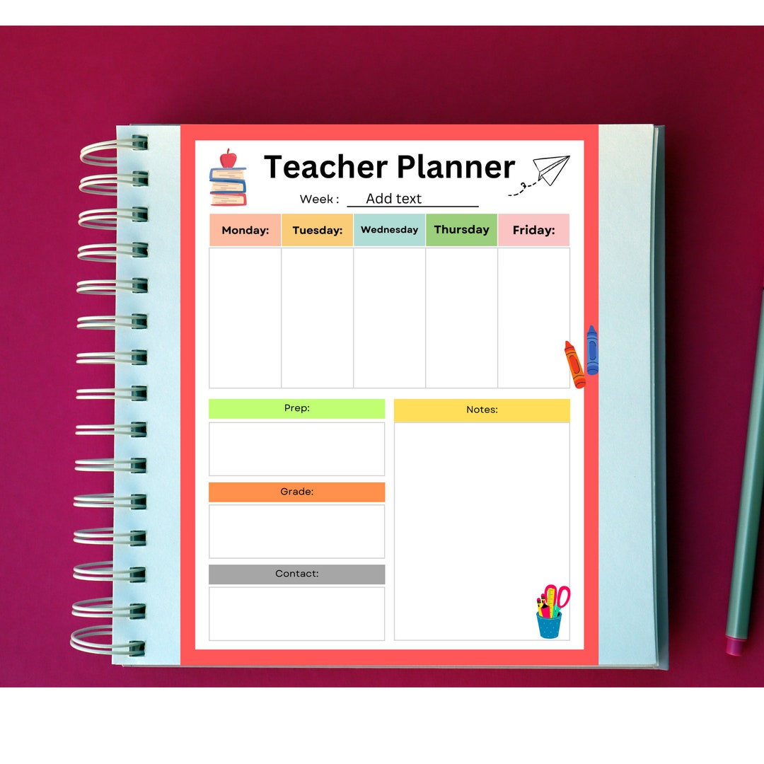 Digital Teacher Planner, Editable Teacher Planner in Canva, Weekly ...