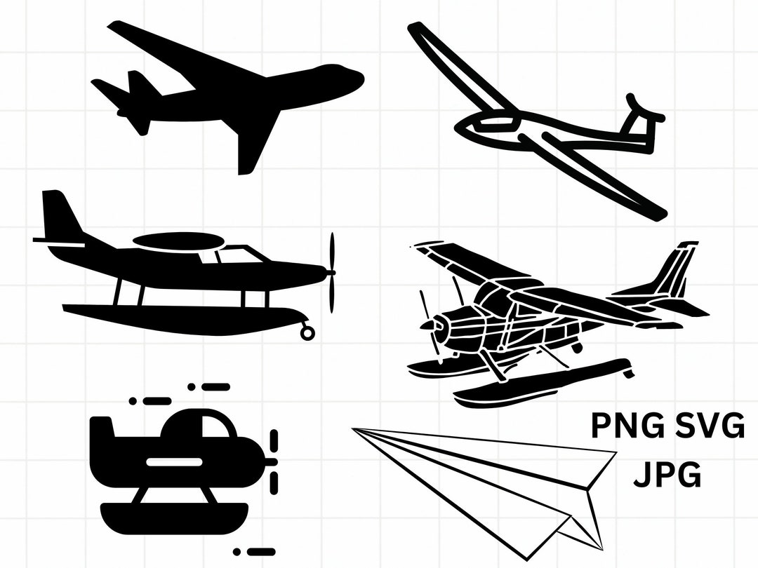 Airplane SVG Bundle, PNG, Plane Clipart, Hand Drawn Fighter Jet and Sea ...