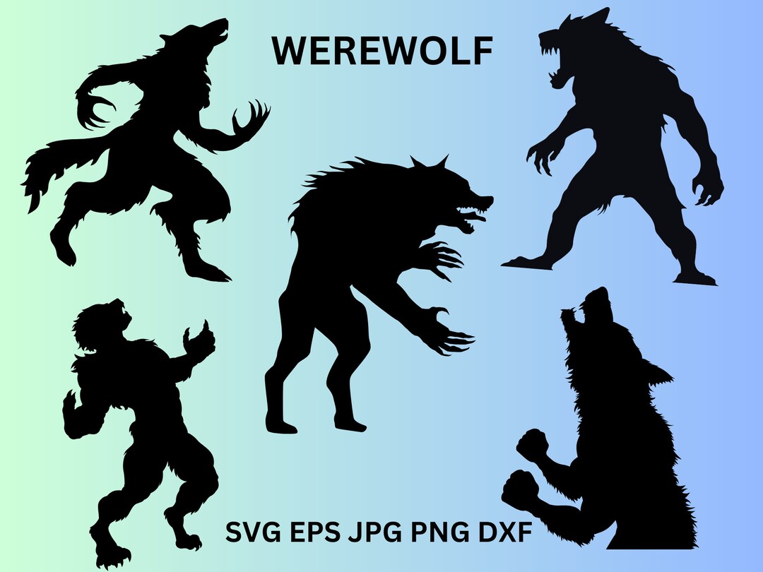 Werewolf Silhouette SVG, Wolf Svg, Wolfman Svg, Horror SVG, Werewolf Clipart, Cut Files for ...