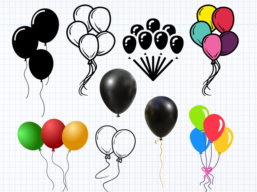 Birthday Balloons SVG, Balloons Clipart, Balloon Cricut, Party Balloon ...