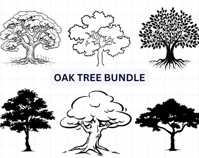 Oak Tree SVG Bundle, Oak Tree and Heart PNG, Oak Tree and Swing Clipart ...