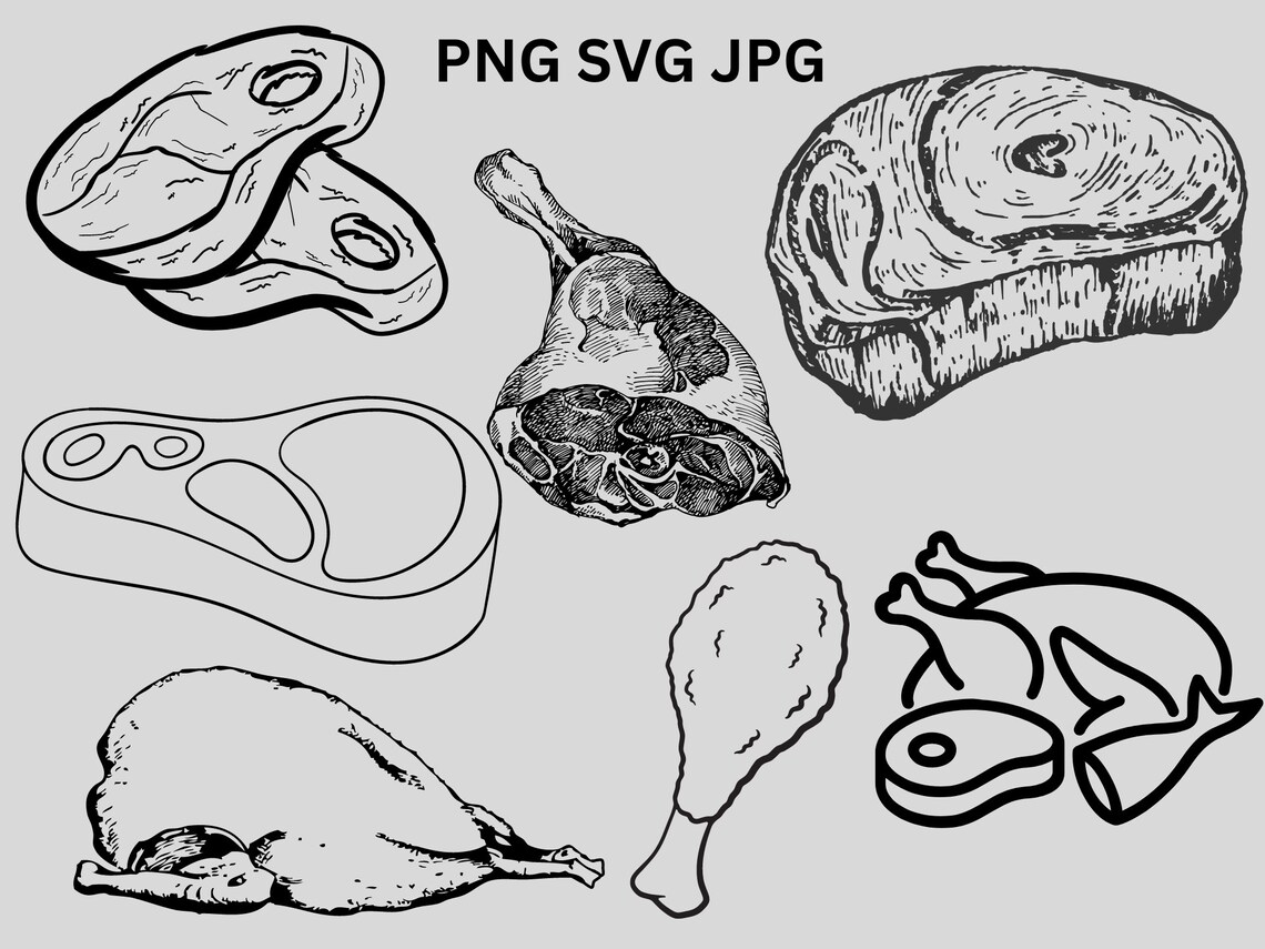 Meat Svg, Pork Svg, Sausage Svg ,beef Svg ,chicken Svg ,steak Svg Meat ...