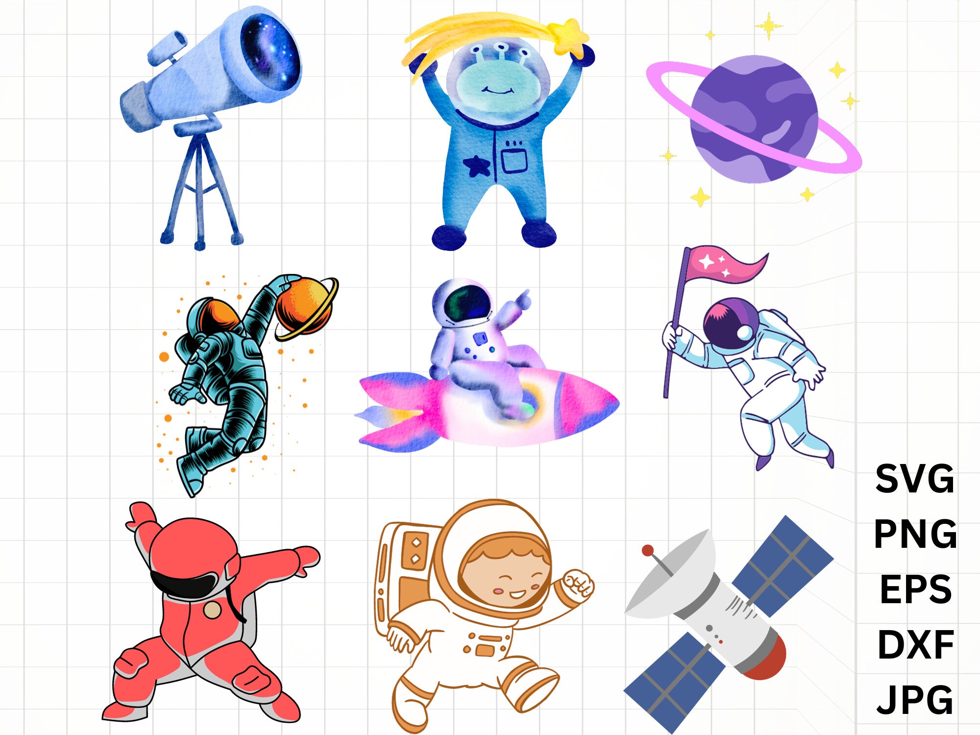 Astronaut Svg Png Bundle Astronaut Clipart Astronaut Kid - Etsy