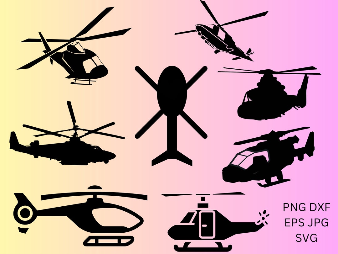 Helicopter SVG, Aircraft Svg, Helicopter Silhouette Svg, Helicopter Svg ...