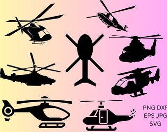 Helicopter Silhouette Svg, Helicopter Svg Bundle, Aircraft Svg ...
