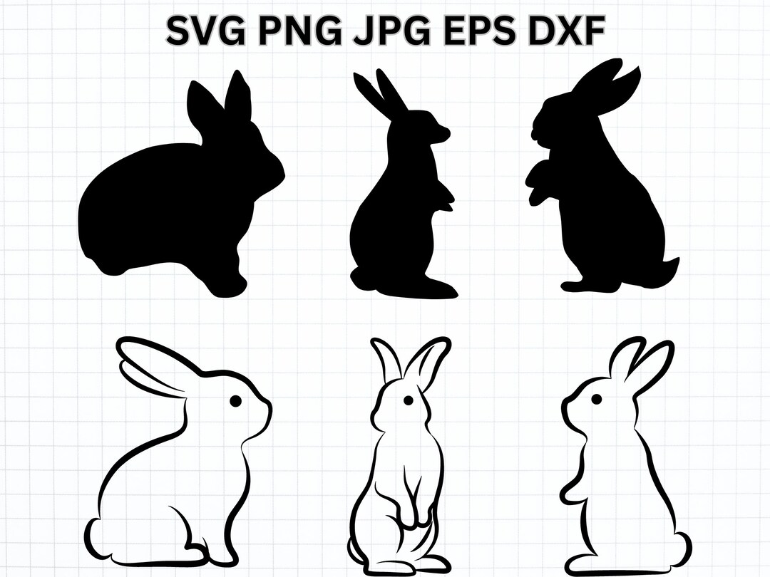 Rabbit Silhouette Svg, Black Rabbit Decal, Bunny Svg, Rabbit Easter Svg ...