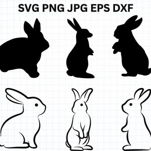 Rabbit Silhouette Svg, Black Rabbit Decal, Bunny Svg, Rabbit Easter Svg ...