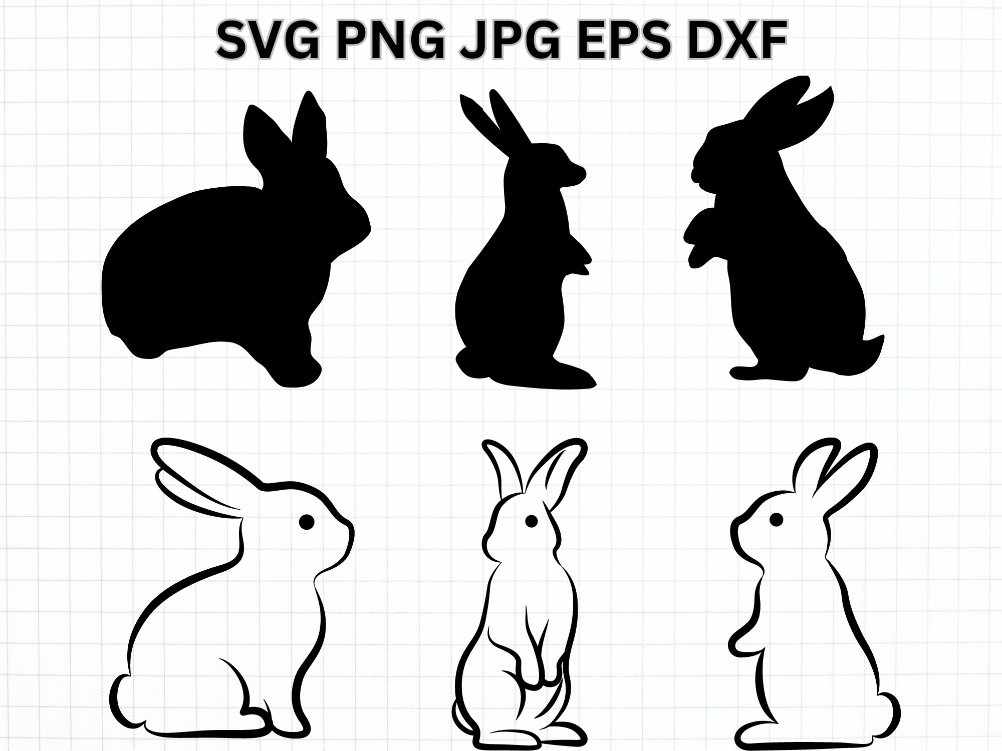 Rabbit Silhouette Svg, Black Rabbit Decal, Bunny Svg, Rabbit Easter Svg ...