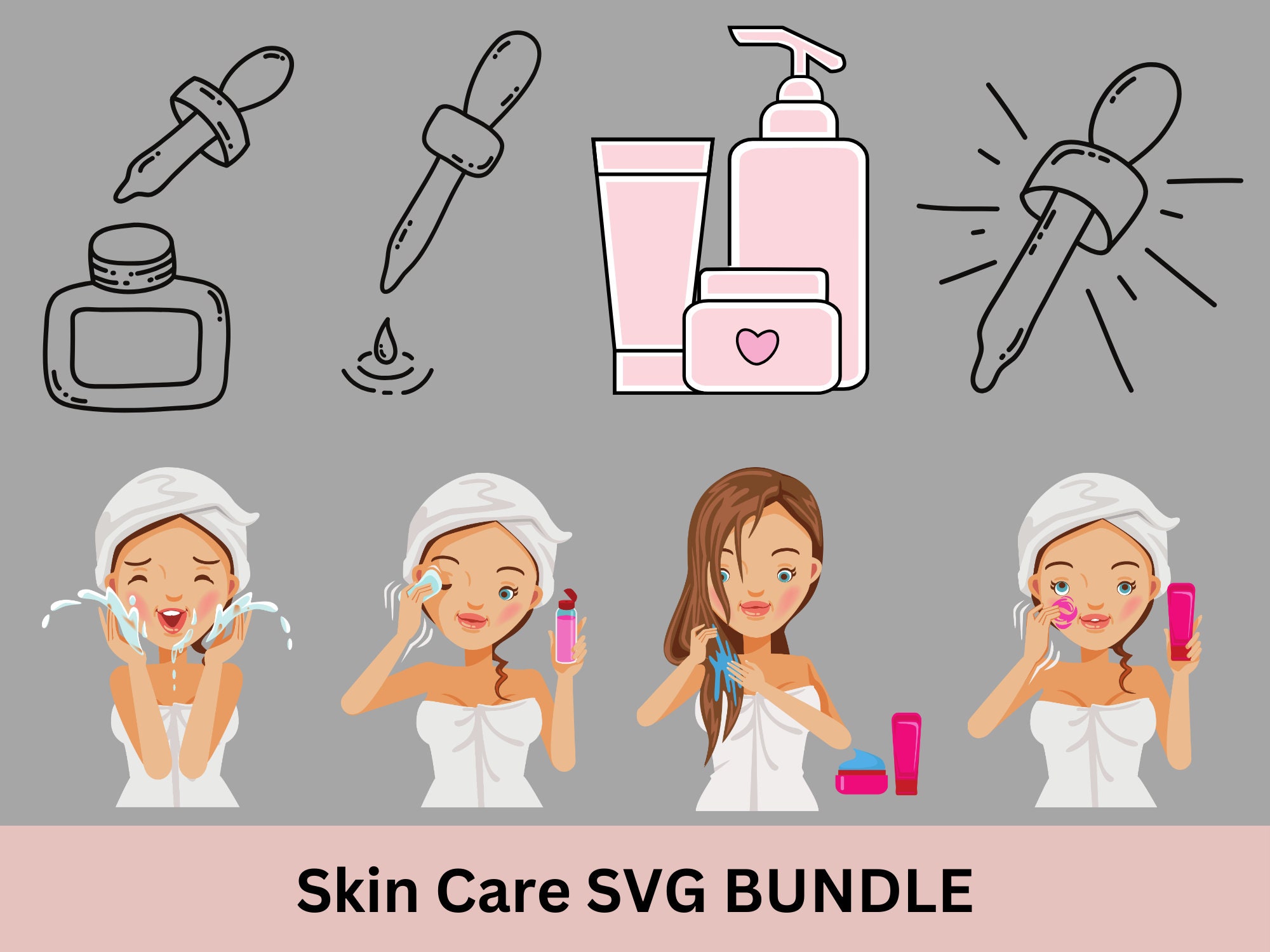 Skin Care Clipart Bundle Skincare Clip Art, Spa Graphic, Self Love PNG ...