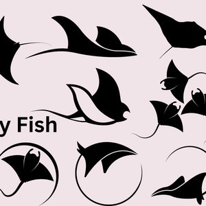 Fish SVG, Ray Fish Svg, Fish Silhouette Svg Bundle, Fishing SVG , Fish ...