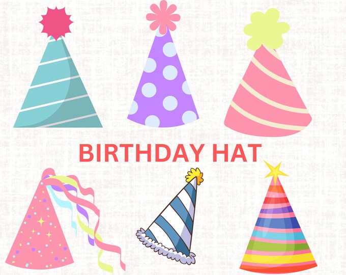 Birthday Hats SVG, Birthday Party Clipart, Party Hats SVG, Printable ...