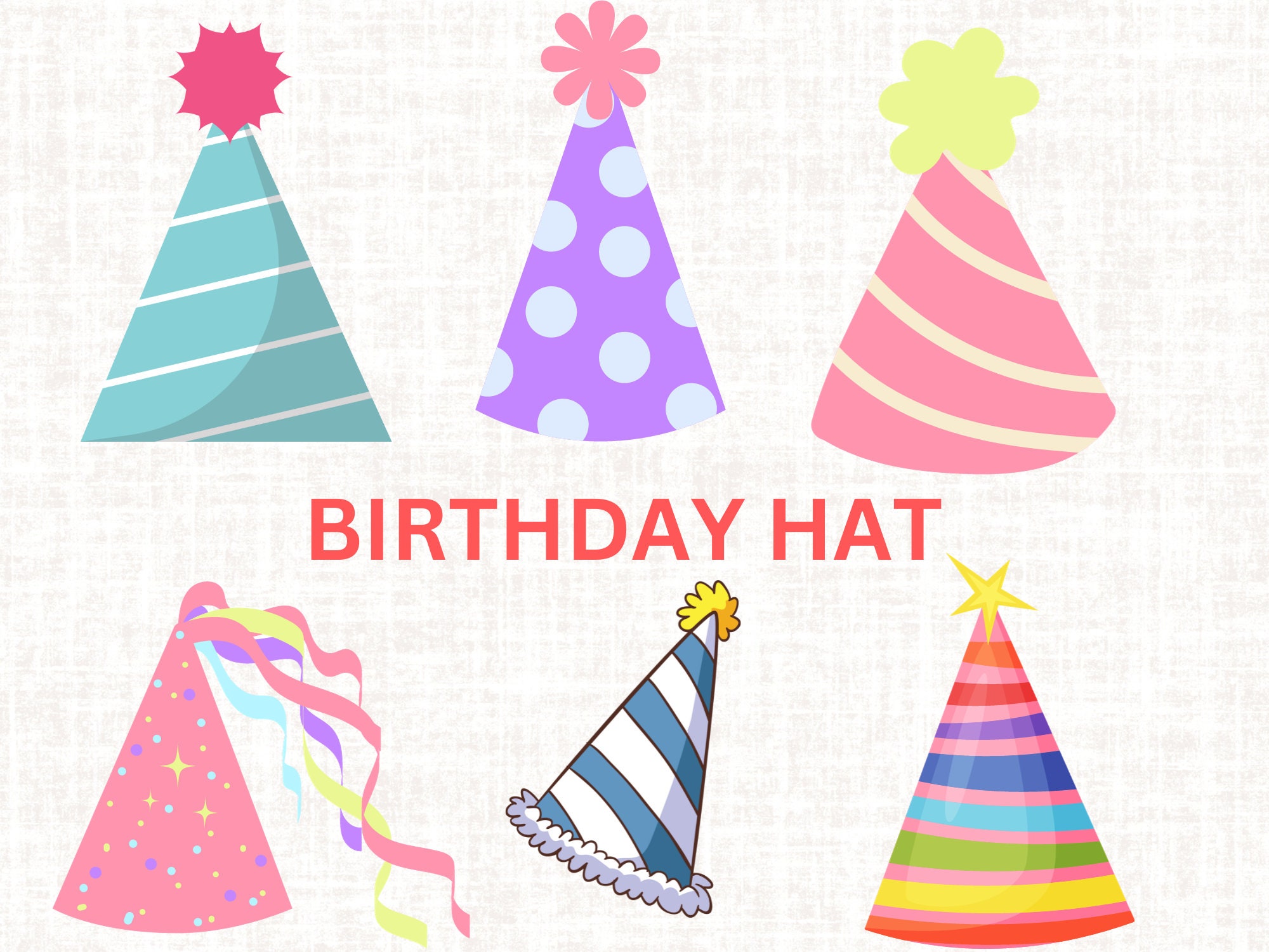 Birthday Hats SVG, Birthday Party Clipart, Party Hats SVG, Printable ...