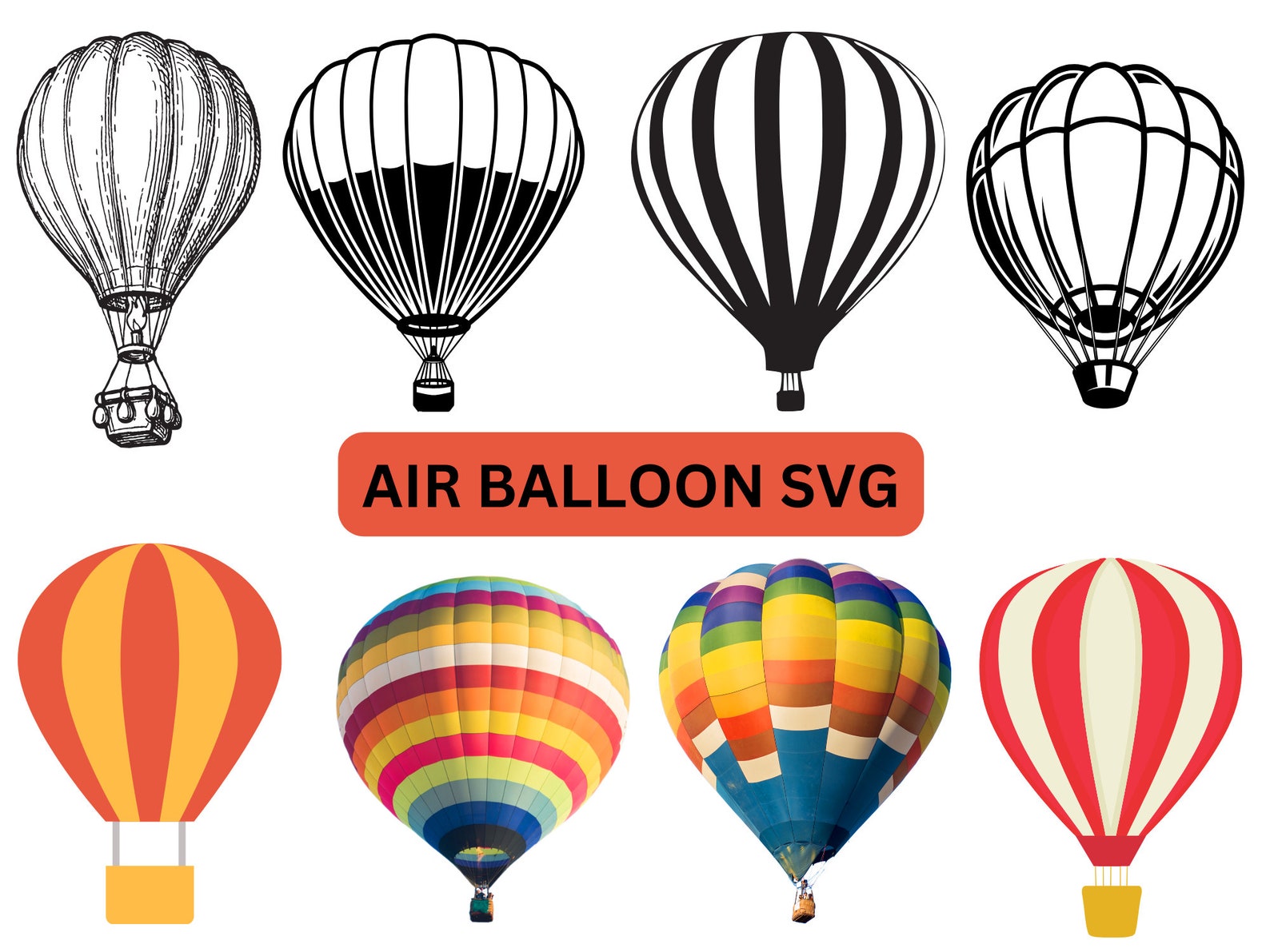 Hot Air Balloon SVG Bundle, Hot Air Balloon PNG Bundle, Hot Air Balloon ...