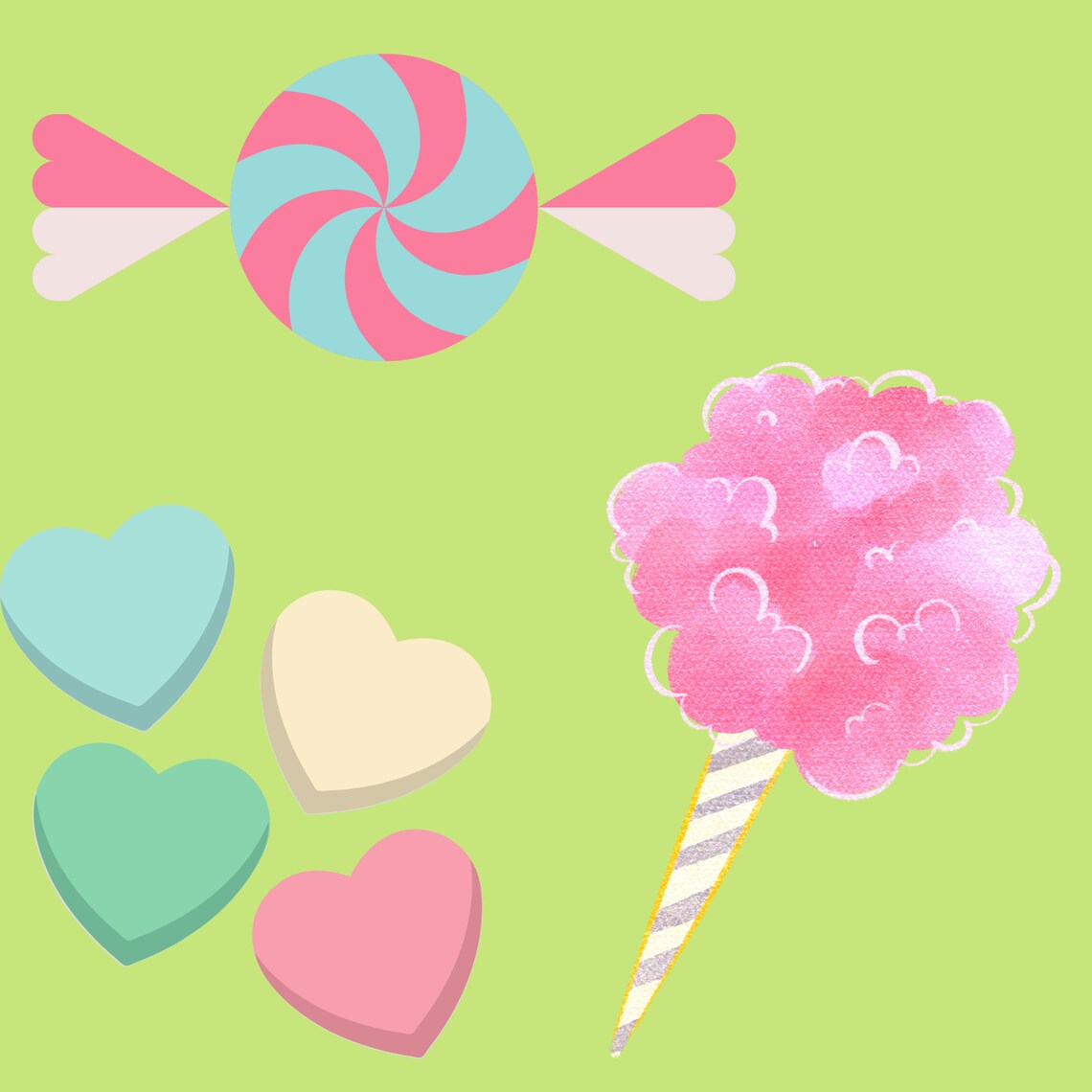 Candy SVG Bundle Cute Candies Lollipop Cut File , Cotton Candy Clipart ...