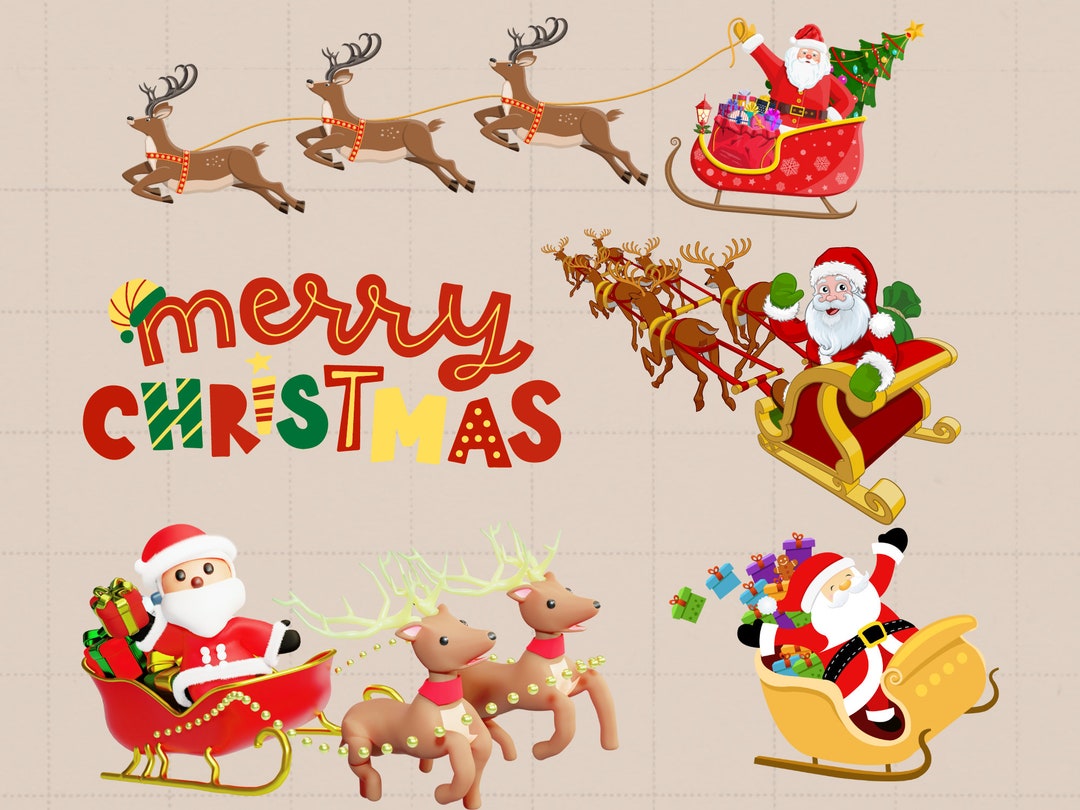 Santa Claus SVG, Imágenes Prediseñadas de reno, Trineo de Santa SVG ...