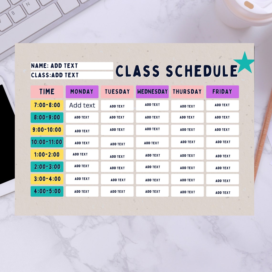 Editable School Schedule for Kids Classroom Schedule - Etsy
