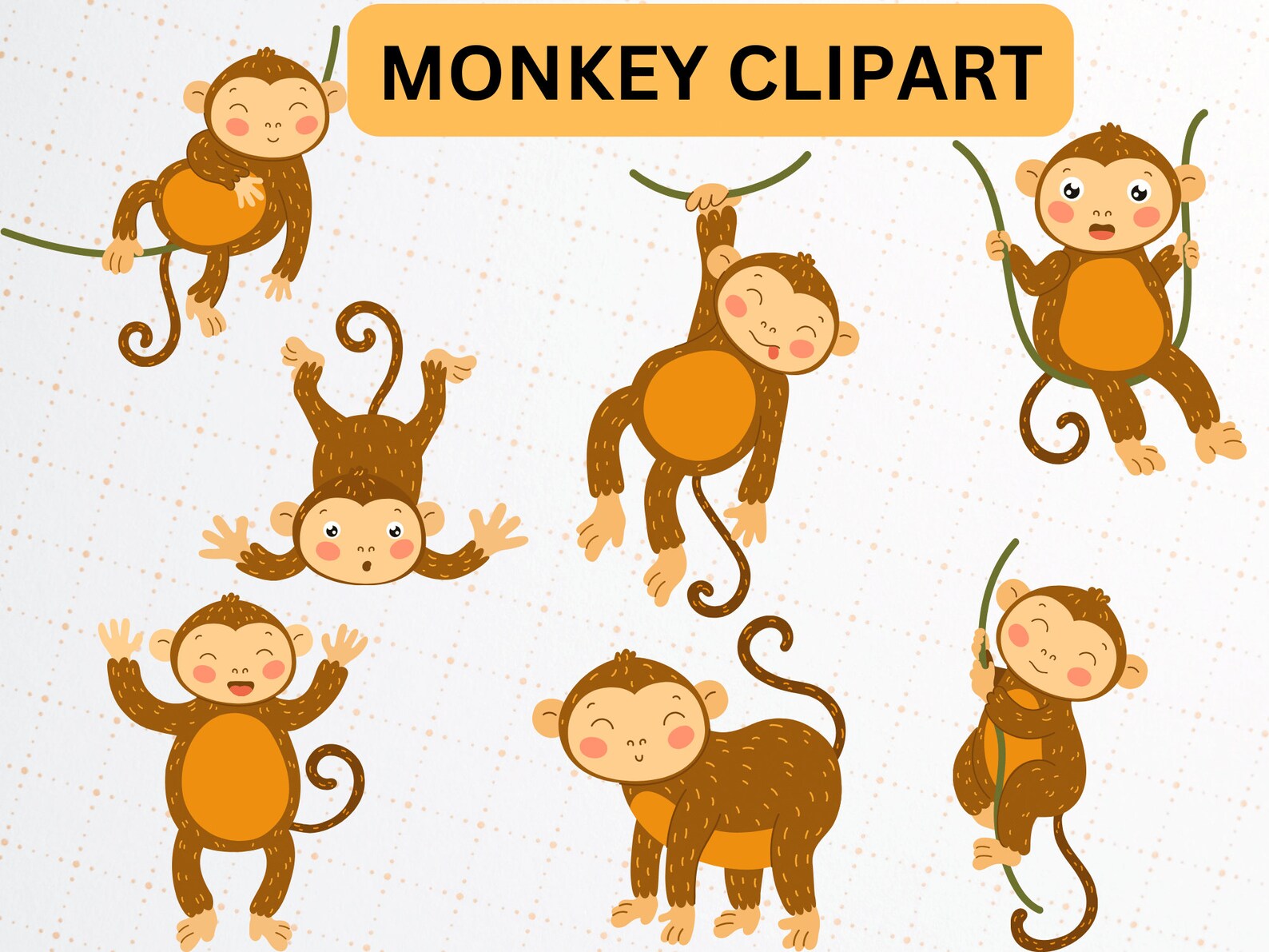 Monkeys Clipart Set Baby Monkey Svg Jungle Animal Svg - Etsy
