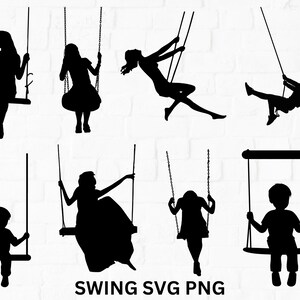 Swing Svg, Svg Files for Cricut, Child Silhouette, Playground Svg, Kids ...