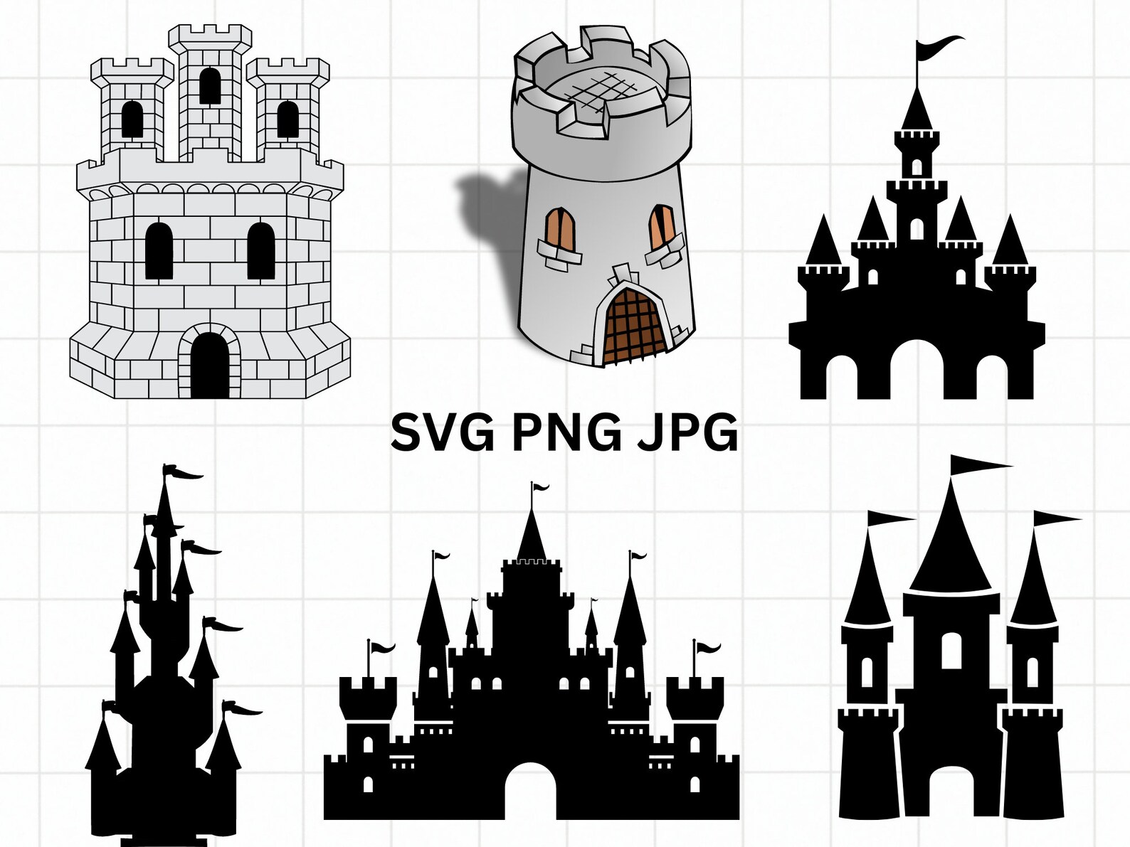 Castle Svg Bundle, Princess Svg, Castle Clipart, Castle Svg, Castle ...