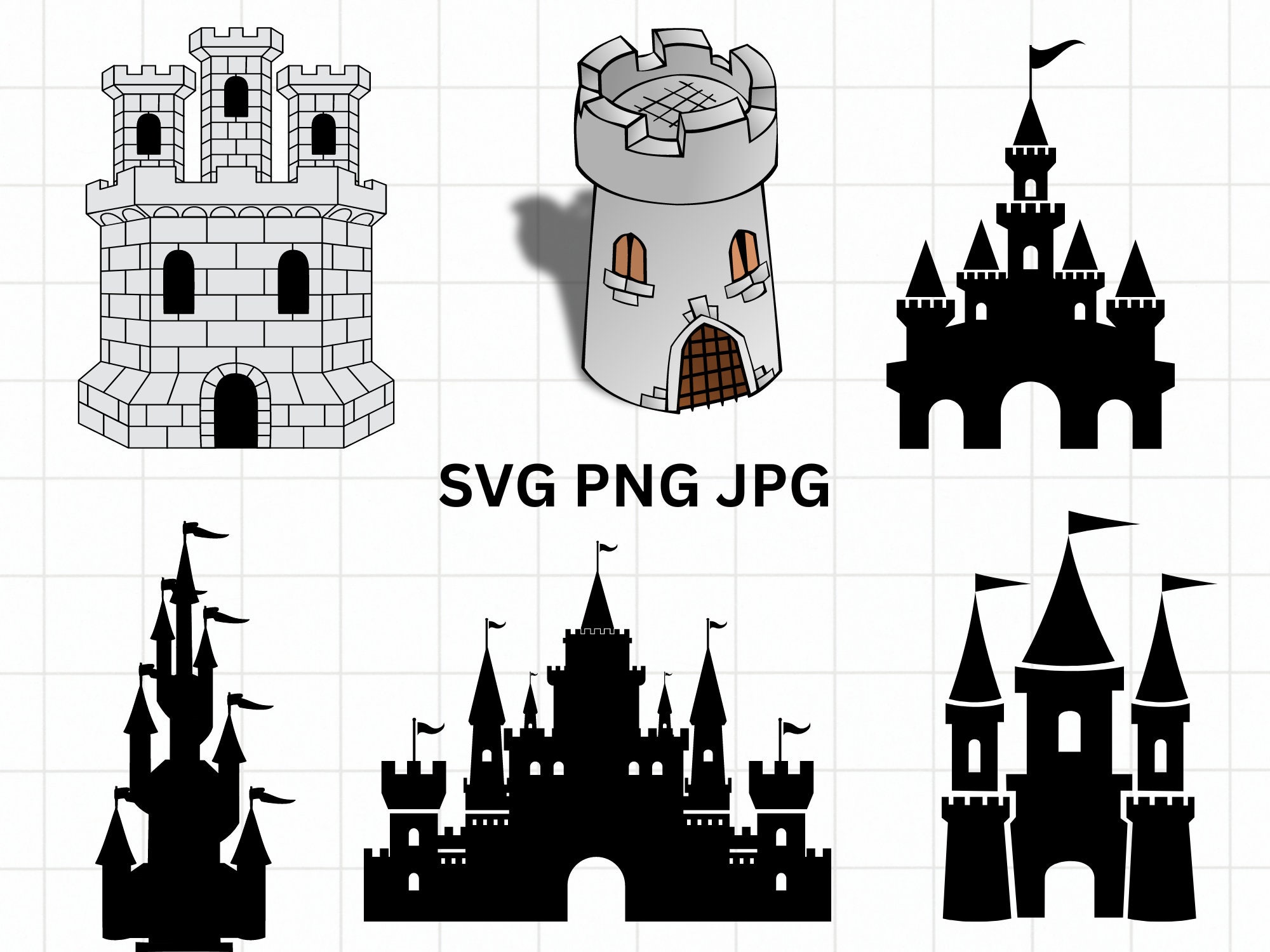 Castle Svg Bundle, Princess Svg, Castle Clipart, Castle Svg, Castle ...