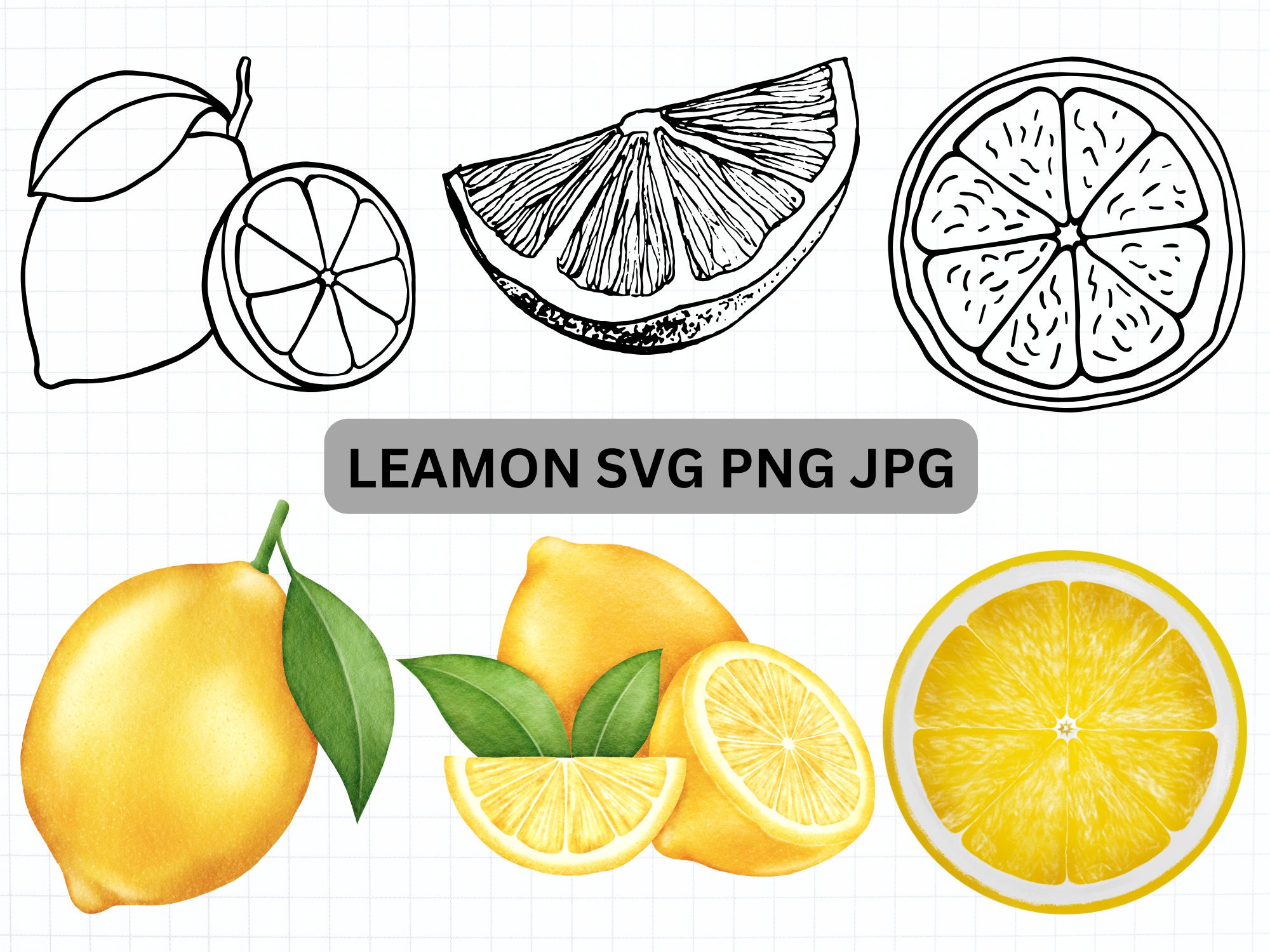 Lemon SVG Files for Cricut, Fruit PNG , Silhouette, Lemon Layered Slice ...