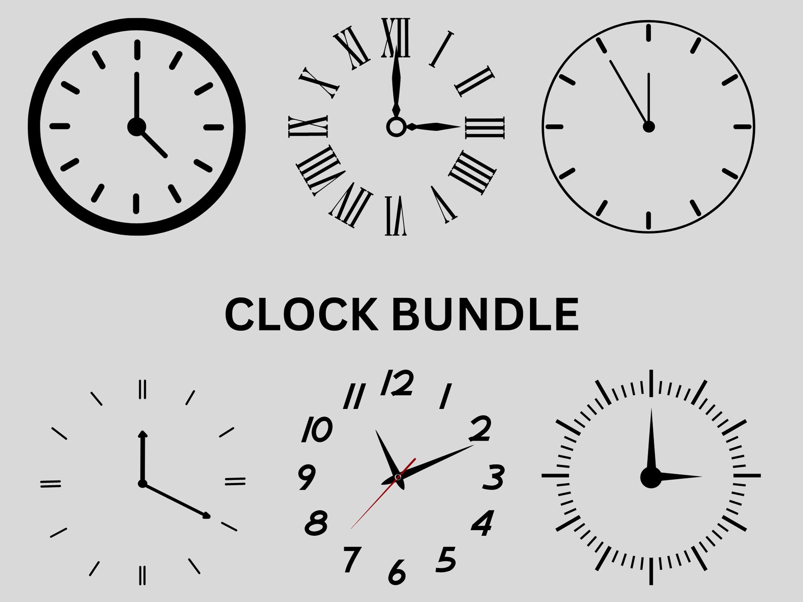 Clock Face SVG Bundle, Clock Svg, Clock Face Clipart, Roman Numeral ...