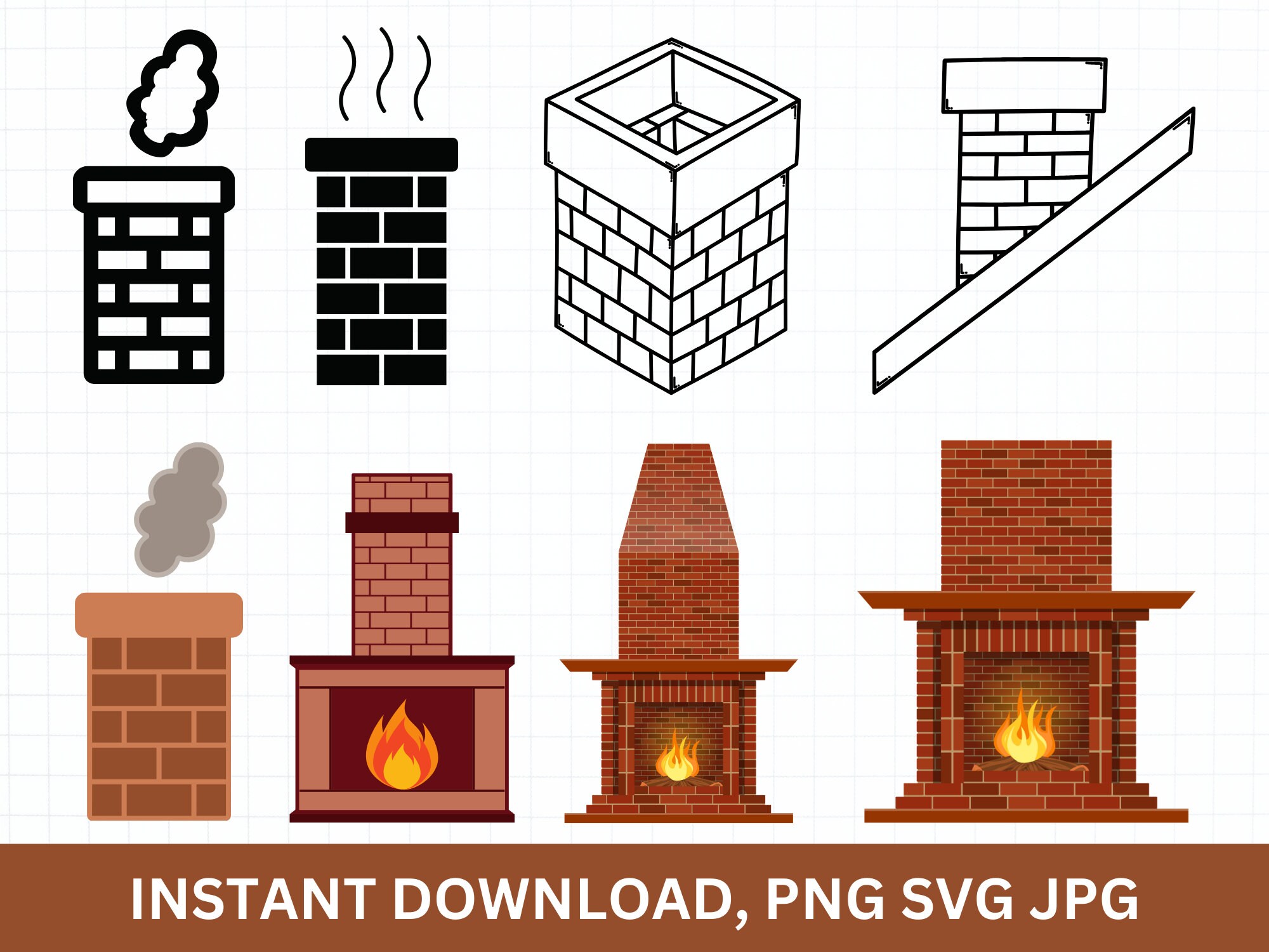 Chimney SVG, Chimney PNG, Brick Clipart, Brick Chimney Svg, House Roof ...