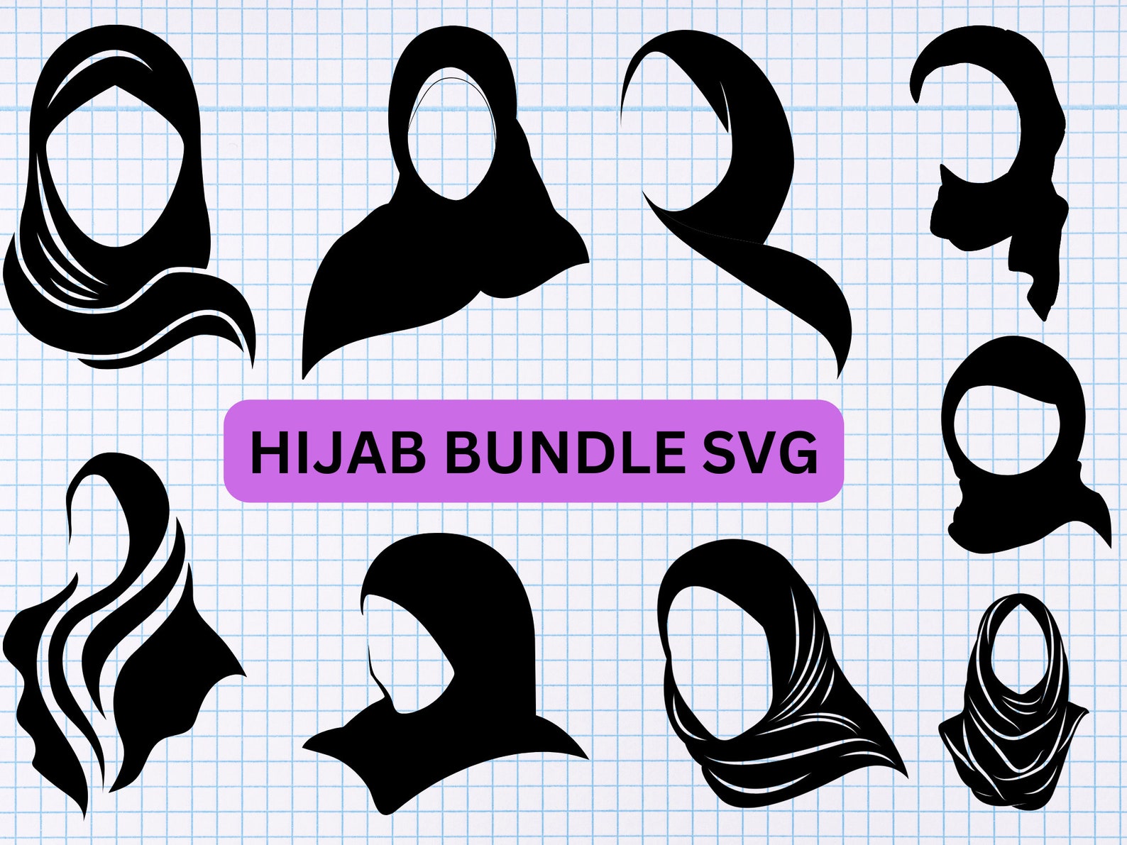 Hijab Bundle SVG, Islamic SVG, Hijab Clipart, Muslim Svg, Scarf SVG ...