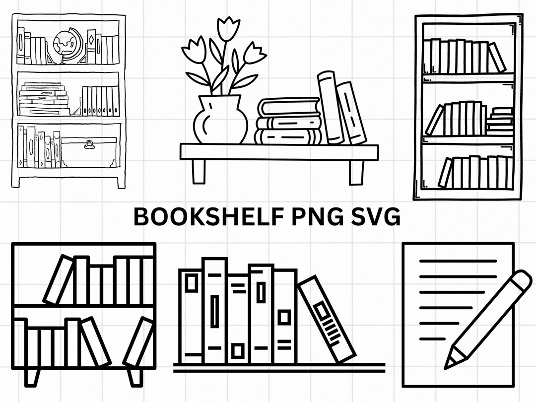 Bookshelf Clipart Bookcase Clipart, Book SVG, Book Clipart, Book Stack ...