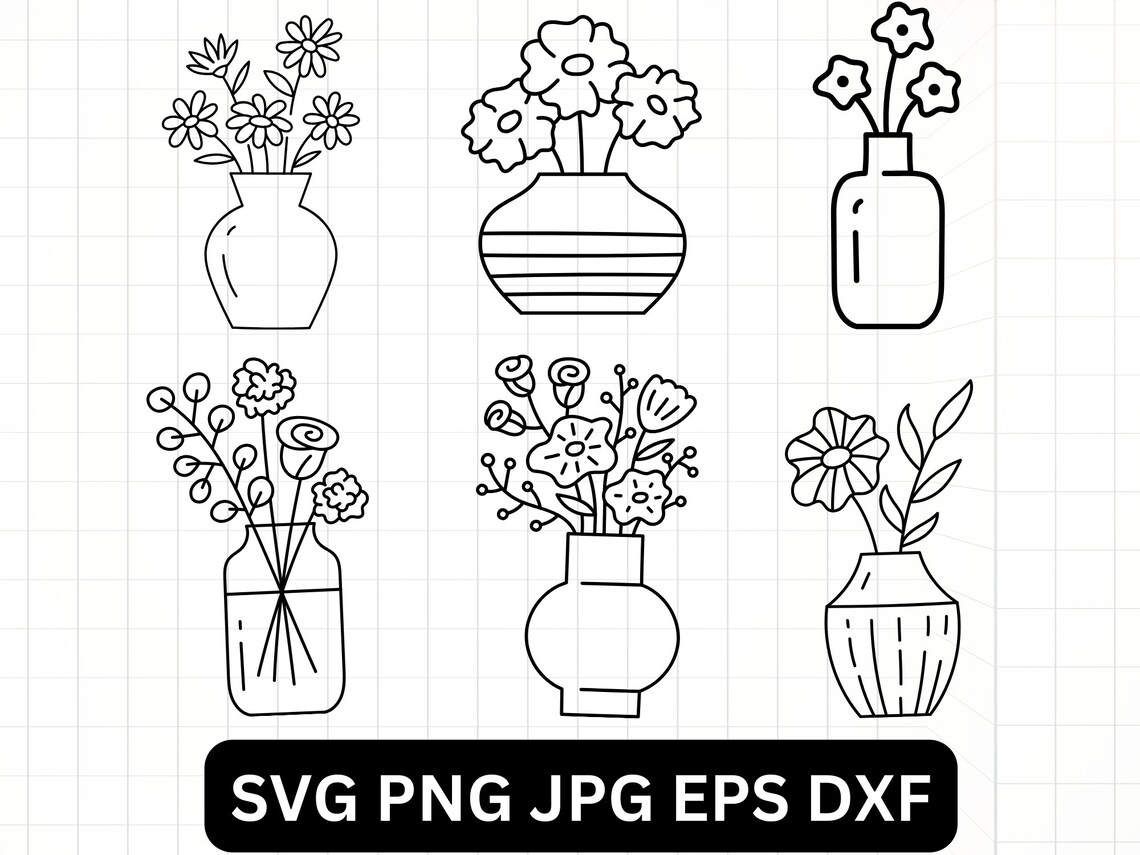 Flower Vase Svg Bundle, Flower Vase Svg, Vase Clipart, Flower Vase Svg ...