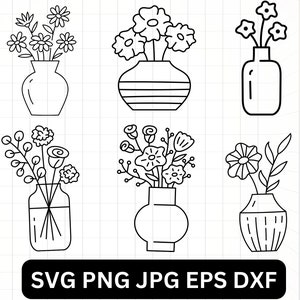 Flower Vase Svg Bundle, Flower Vase Svg, Vase Clipart, Flower Vase Svg ...