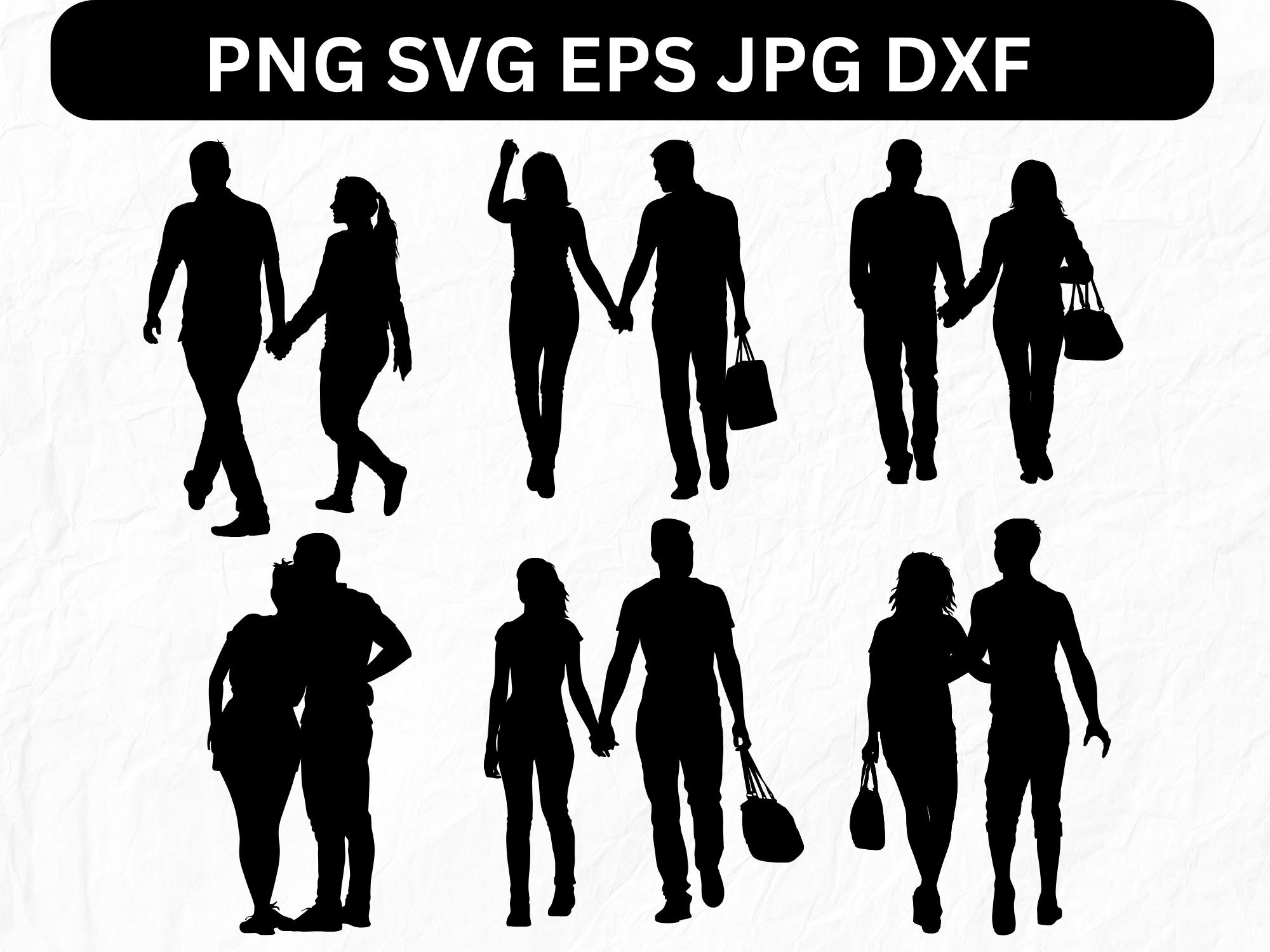 Couple Walking Silhouette Evening Walk Vector Couples Svg Couples