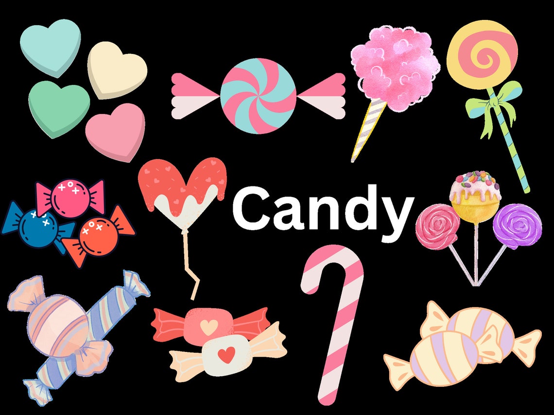Candy SVG Bundle Cute Candies Lollipop Cut File , Cotton Candy Clipart ...