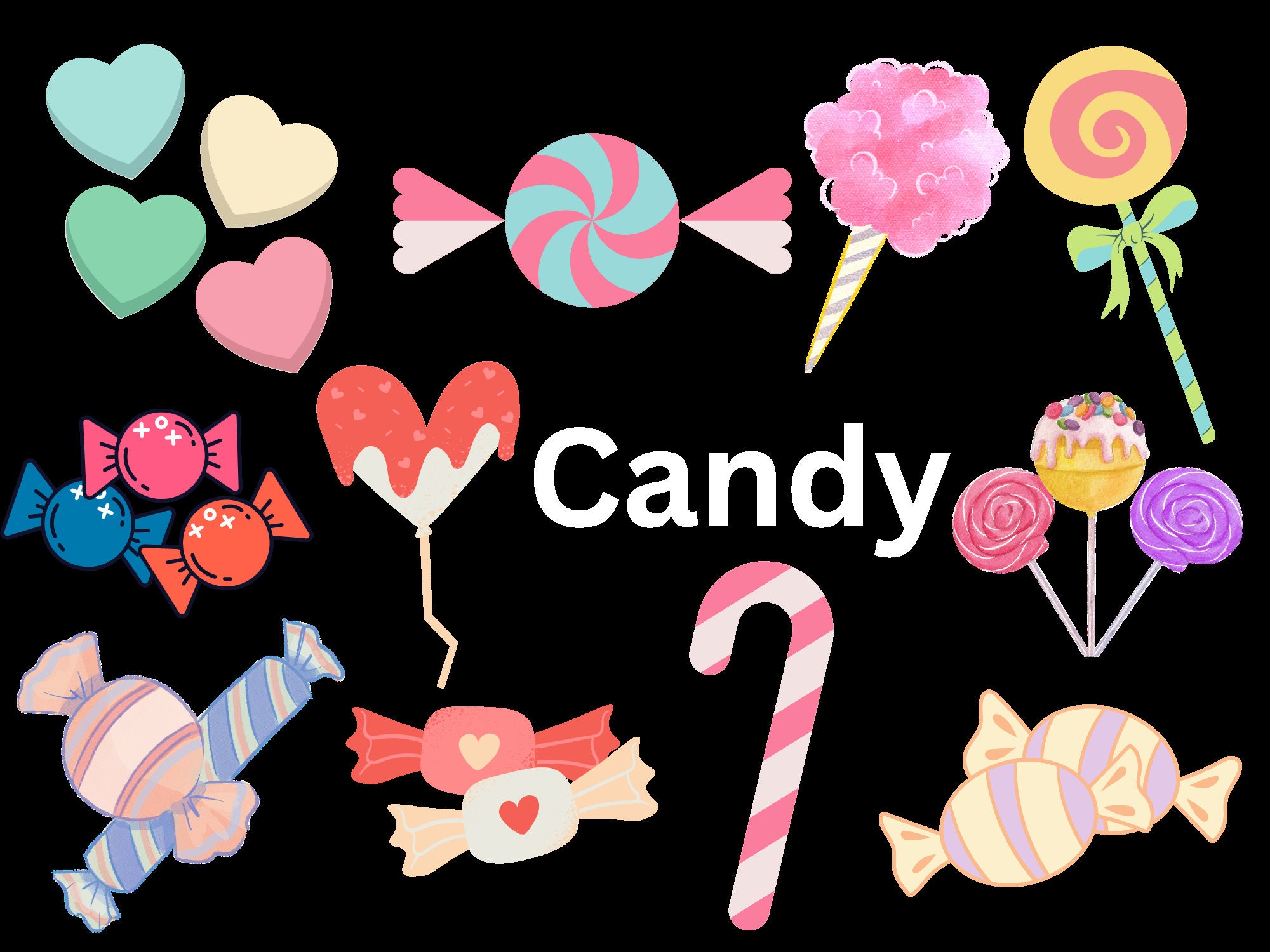 Candy SVG Bundle Cute Candies Lollipop Cut File , Cotton Candy Clipart ...