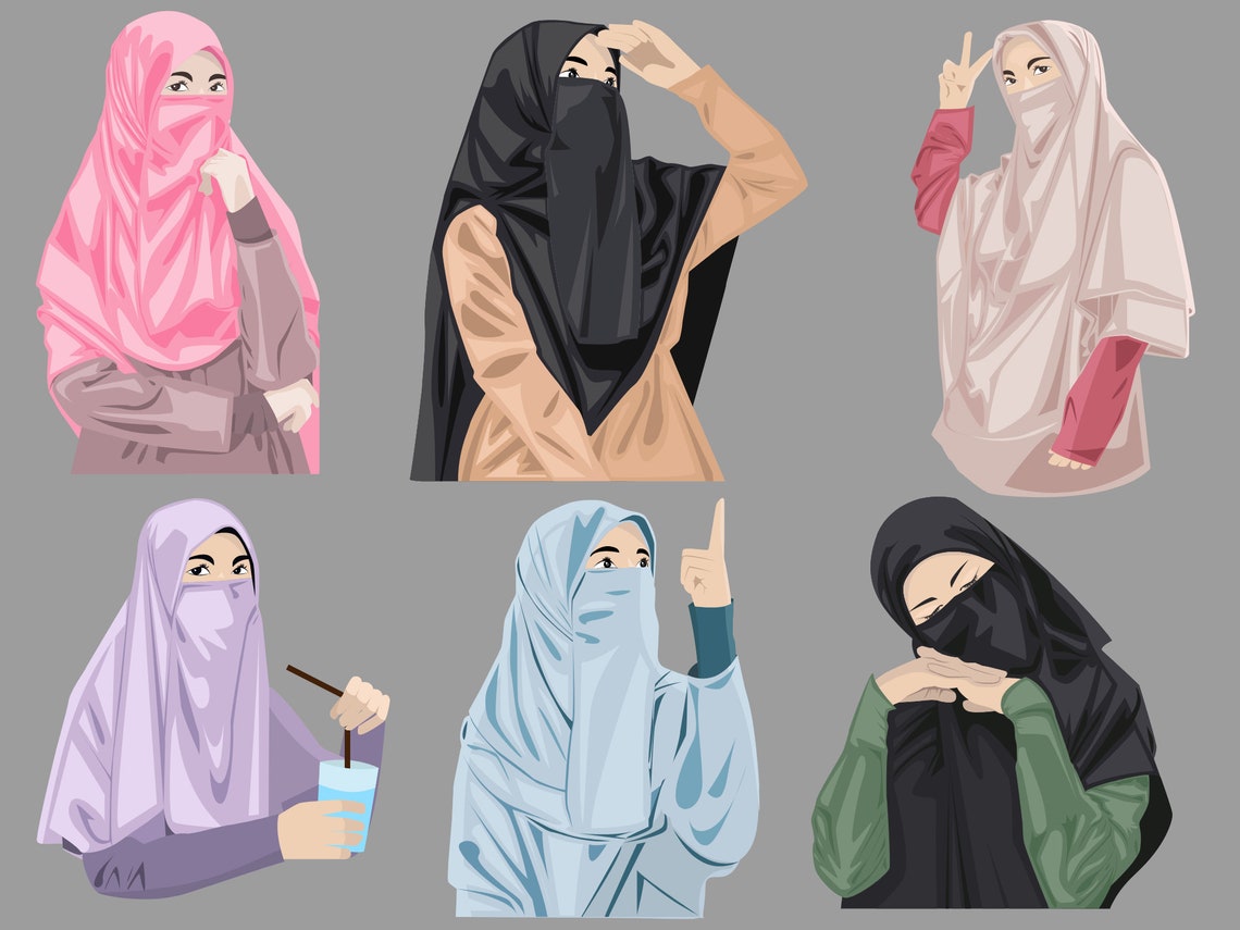 Muslim Girls Clipart, Muslim Woman Svg, Beautiful Girl With Hijab PNG ...