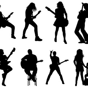 Guitar Player SVG Bundle, Guitar Player Silhouette, Female Guitarist ...