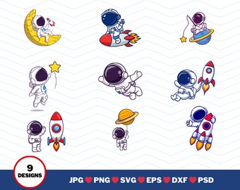 Astronaut Svg Png Bundle, Astronaut With Rocket Svg, Kid Astronaut Svg ...