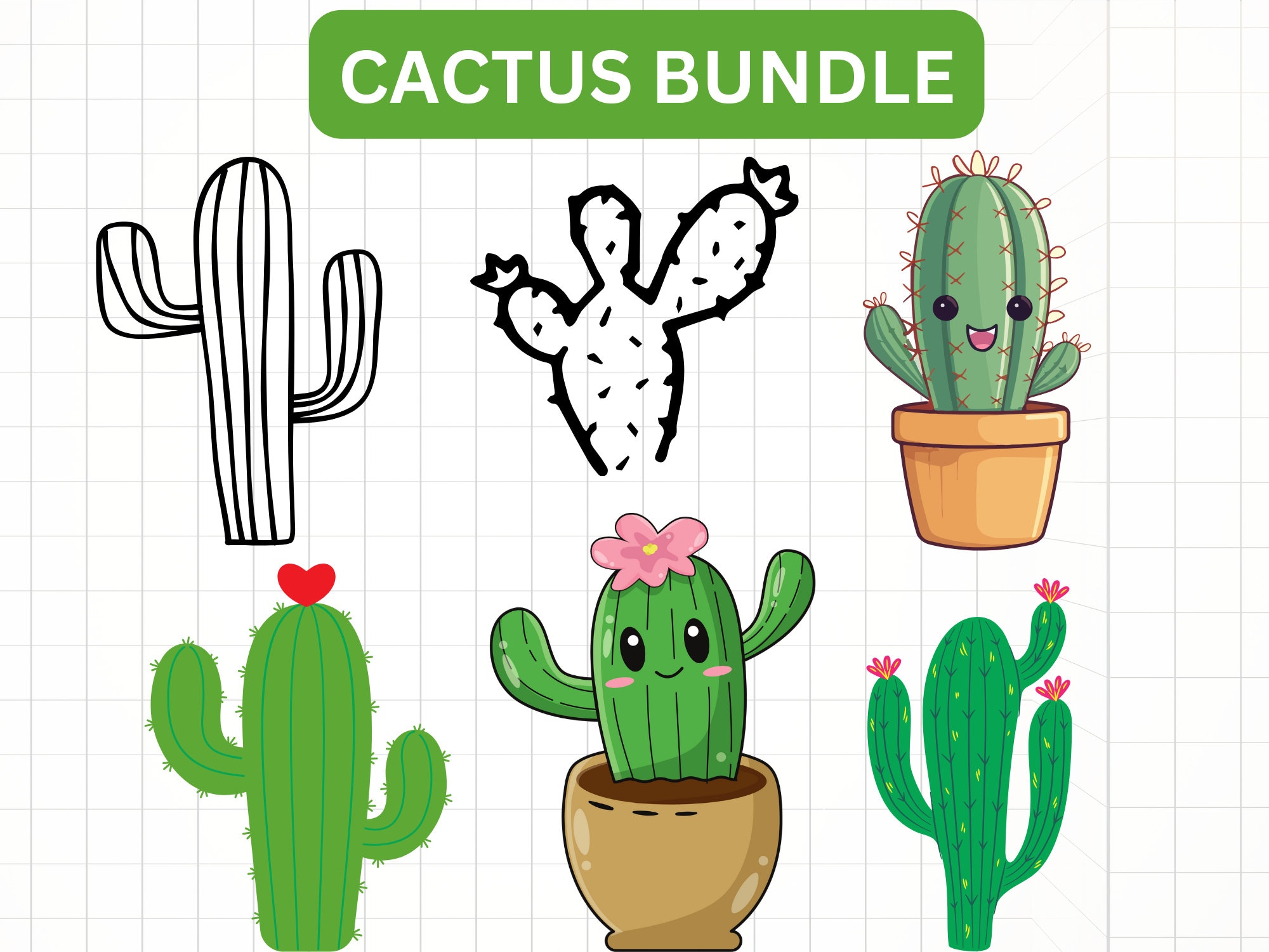 Cactus SVG Bundle Green Cactus Svg cactus Svg Files for - Etsy