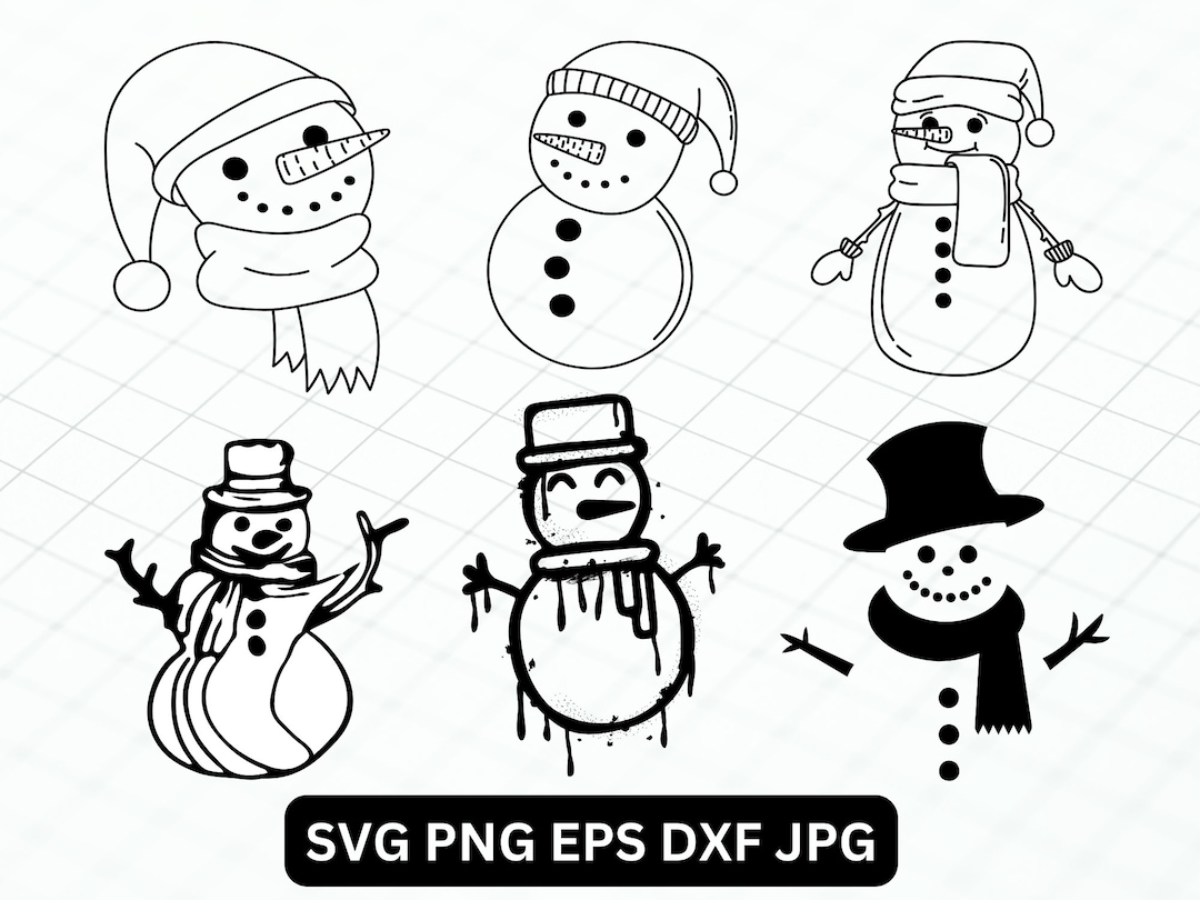 Snowman Svg Bundle Clipart, Snowman Faces Svg Snowman Svg, Snow Svg ...