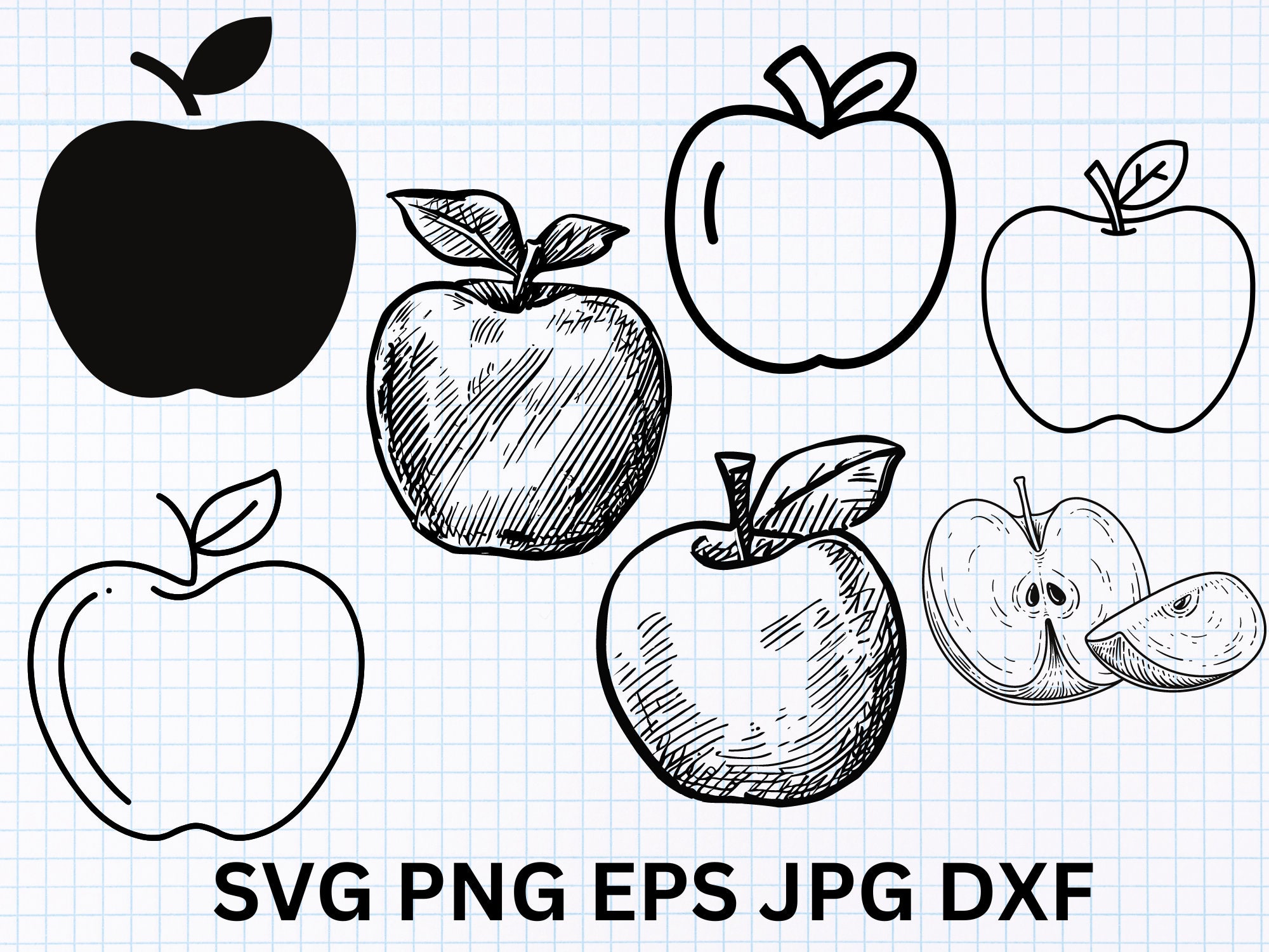 Apple Svg, Apple Clipart, School Svg, Teacher Svg, Apple Silhouette Cut ...