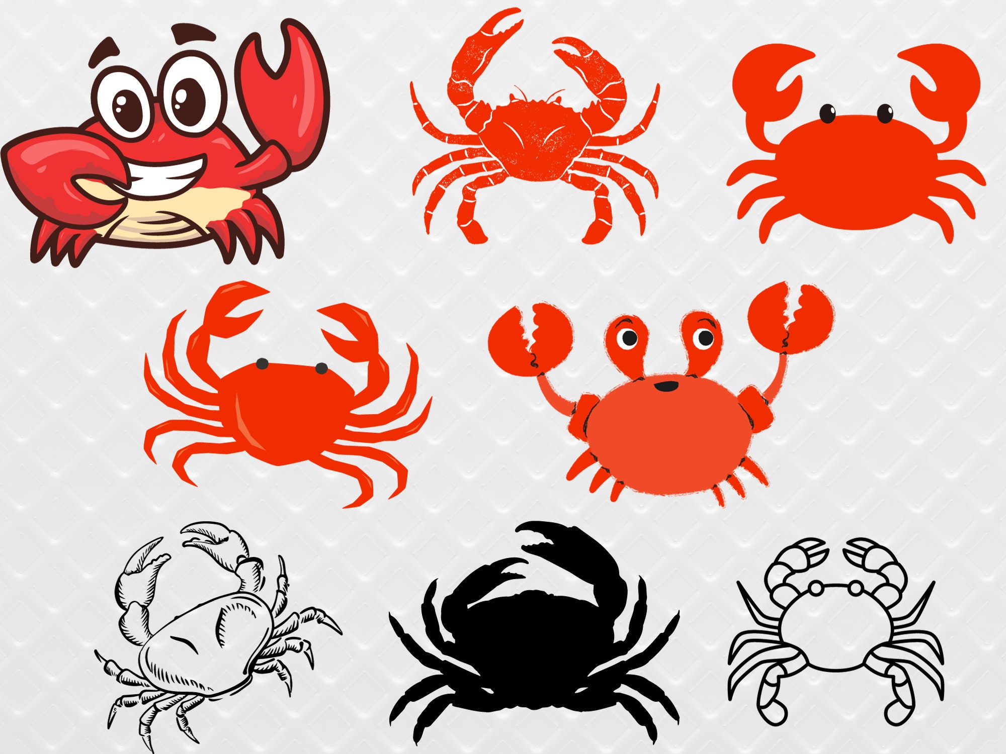Crab SVG, Crab Clipart, Crab Svg Cutting File Crab Silhouette, Seafood ...