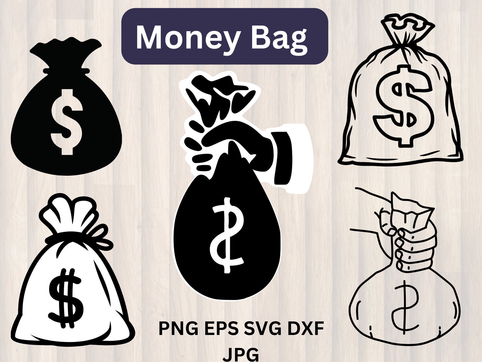 Money Bag Bundle, Money Bag Clipart , Money Bag SVG, Bag of Money Svg ...