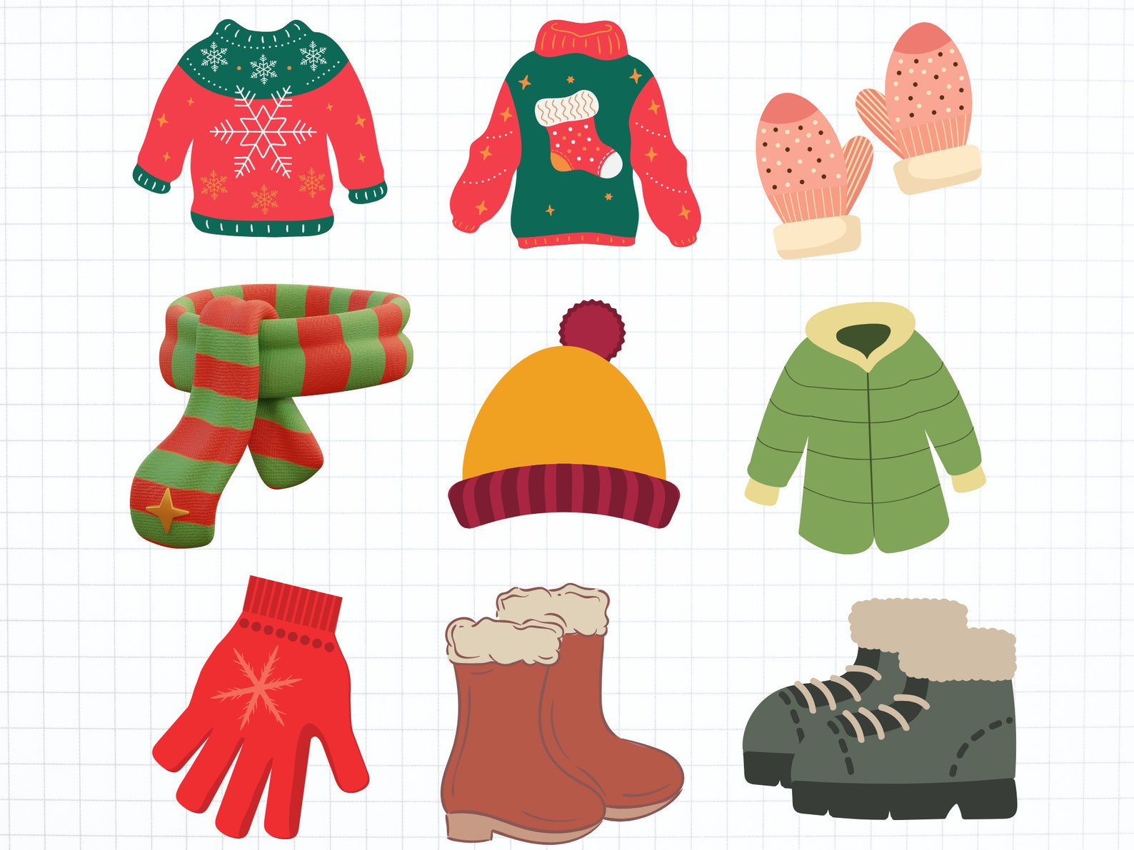 Winter Clothes Svg, Sweater Svg, Boots Svg, Sock Svg Clipart, Winter ...