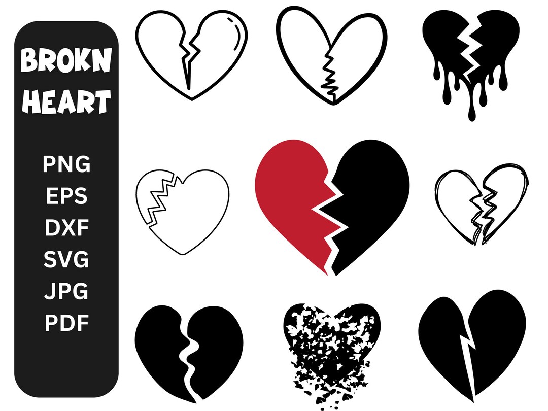 Broken Heart Instant Digital Download , Love Heart Cut Files , Broken ...