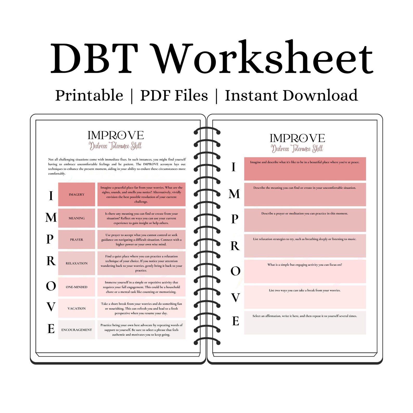 DBT Weekly Skills, Dbt Workbook, Dbt Tracker, Dbt Diary, Therapy ...