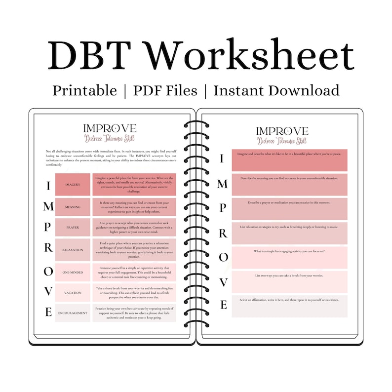 DBT Weekly Skills, Dbt Workbook, Dbt Tracker, Dbt Diary, Therapy ...