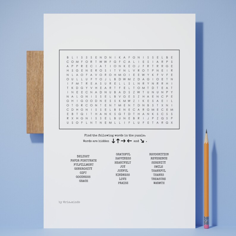 Gratitude Journal Templates Word Puzzle Love Self Esteem Self Love ...