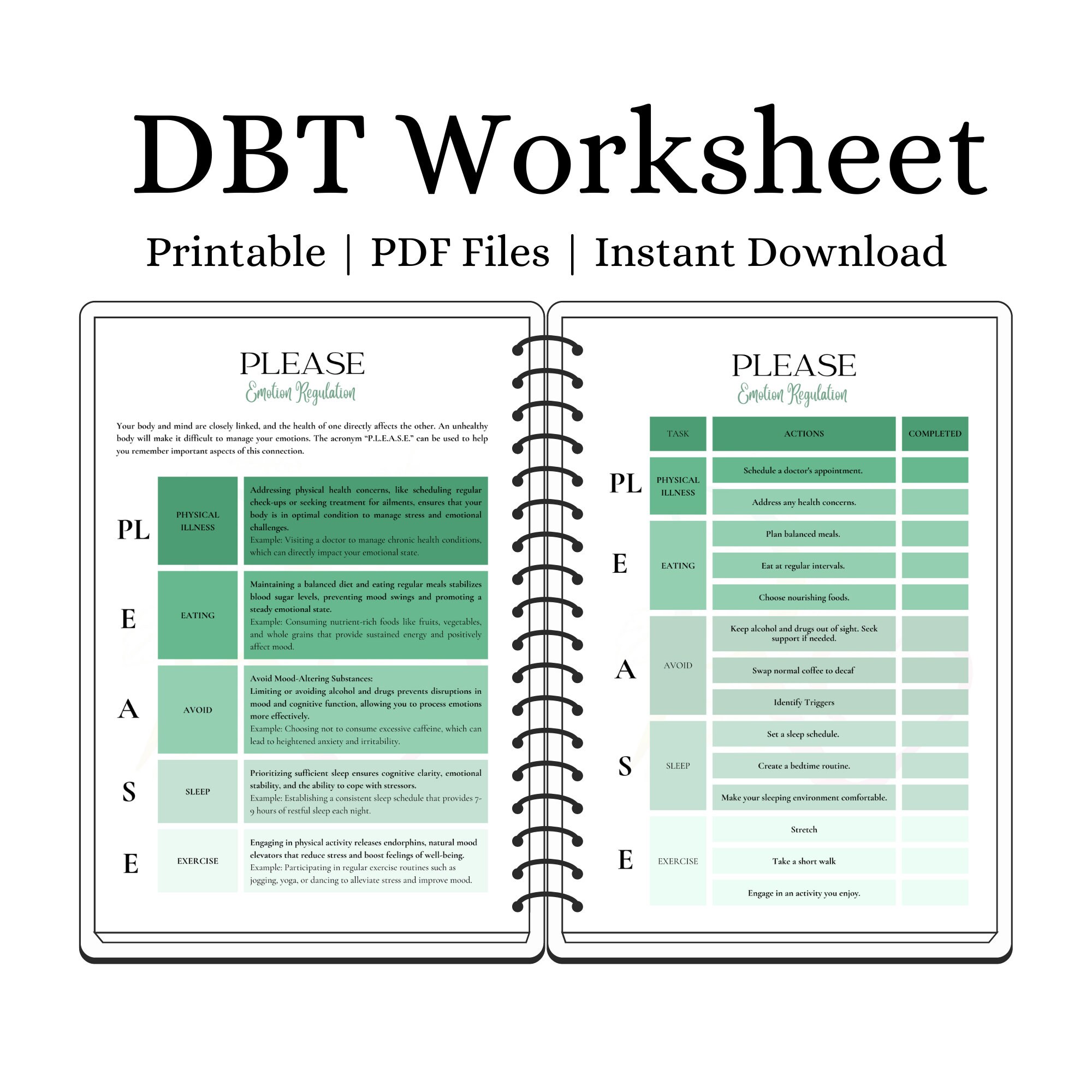 DBT Weekly Skills, Dbt Workbook, Dbt Tracker, Dbt Diary, Therapy ...