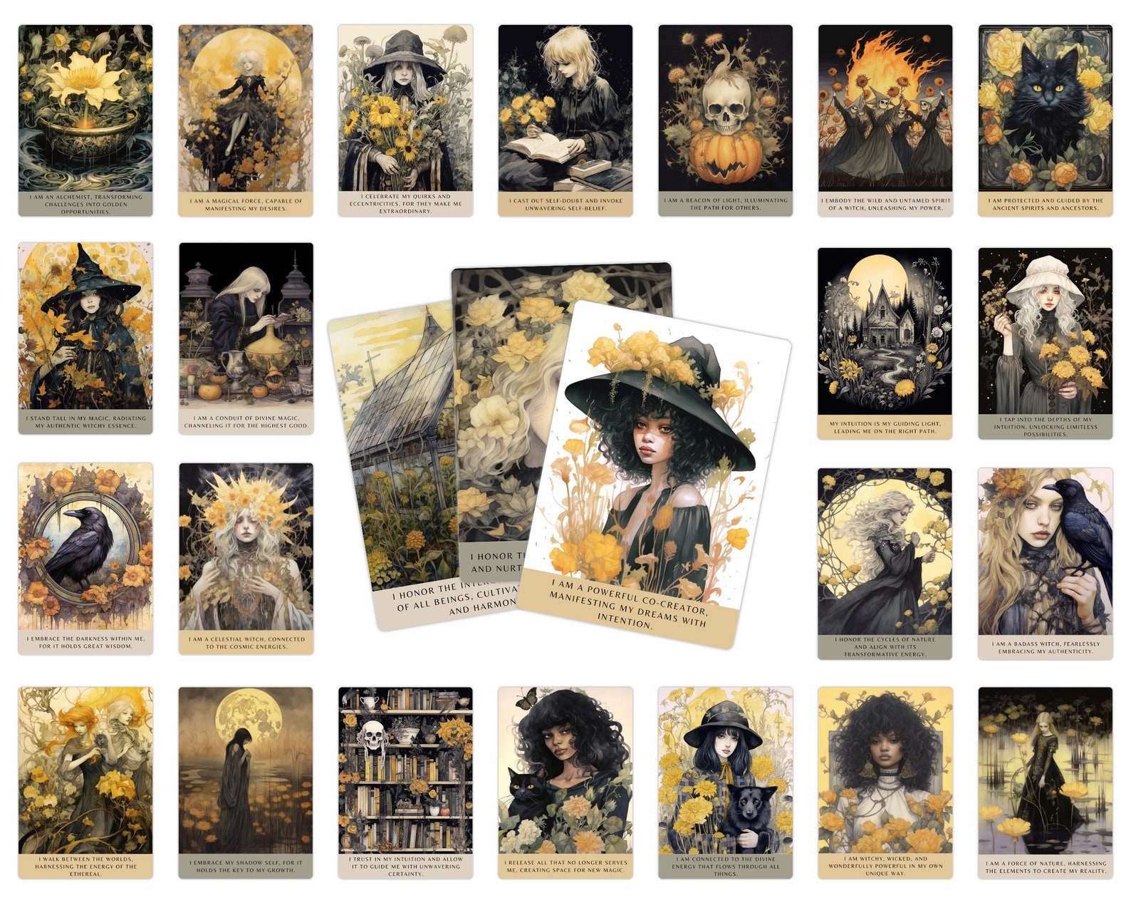 Printable Self-love Oracle Cards Affirmations Cards Wicca White Witch ...