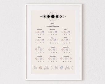 2025 Lunar Calendar Printable | Moon Phase Calendar | Digital Download - Etsy